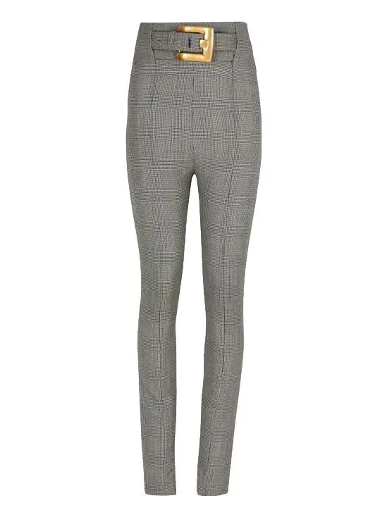 Balmain Stretch Jacquard Prince Of Wales Trousers - Black