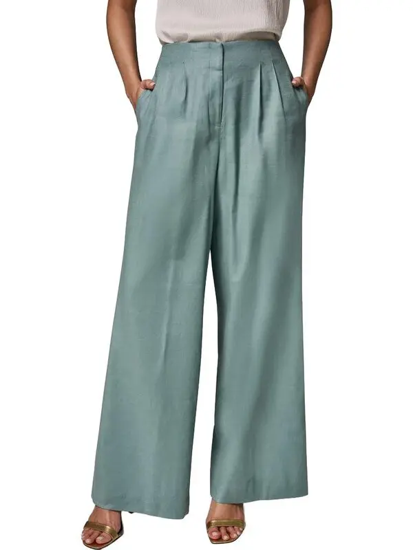 Donna Karan New York Wide-leg Linen Blend Pants - Waterlily