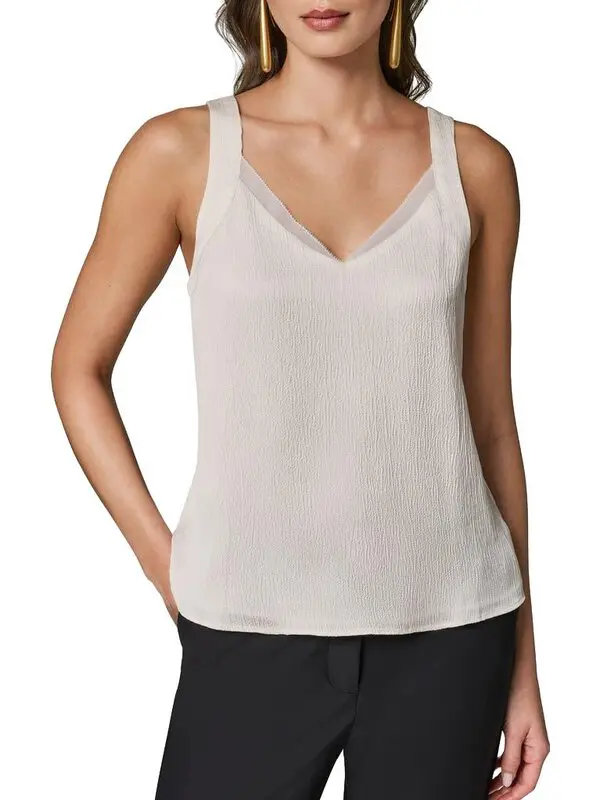 Donna Karan New York Chiffon Trim Shell Top - Cream