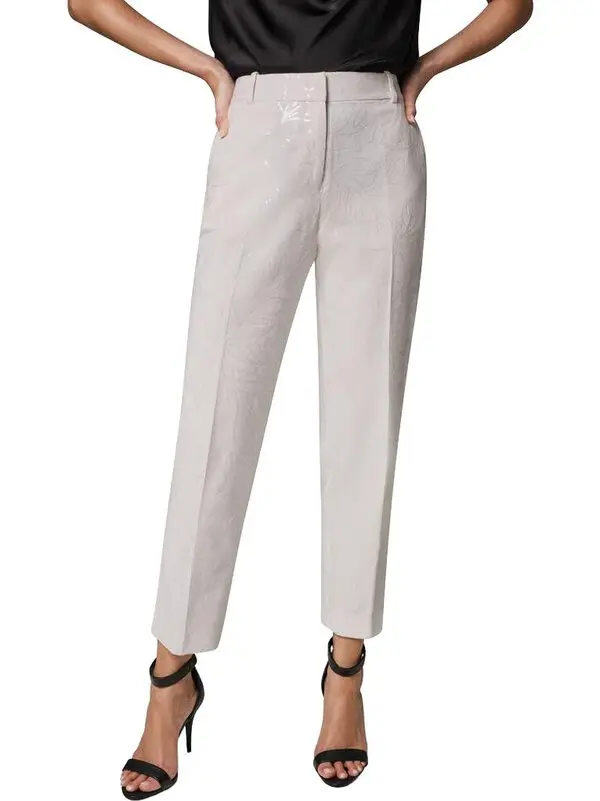 Donna Karan New York Sequin Floral Slim-fit Pants - Cream