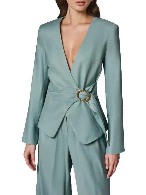 Donna Karan New York Linen-blend Wrap Jacket - Waterlily