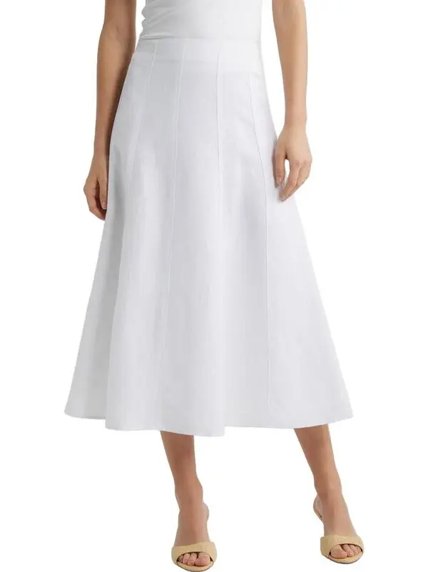 Anne Klein Panel A-line Midi Skirt - Crisp White