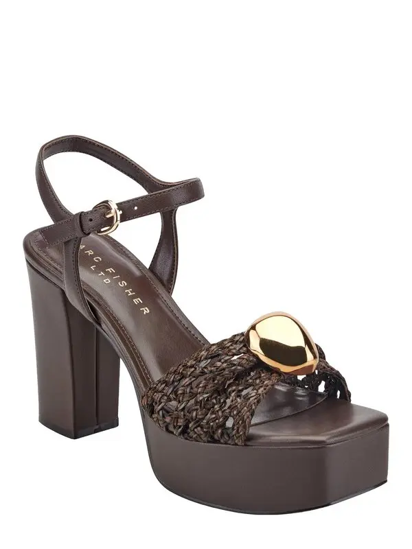 Marc Fisher Cabell Platform Sandals - Dark Brown