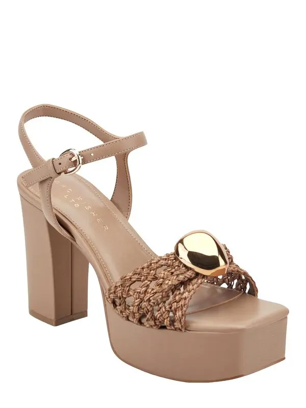 Marc Fisher Cabell Platform Sandals - Medium Natural