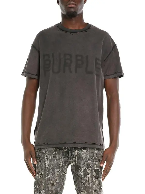 PURPLE BRAND Inside Out Distressed Cotton T-shirt - Black