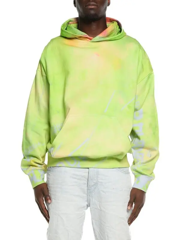 PURPLE BRAND Oversized Cotton Hoodie With Sleeve Graphics - White