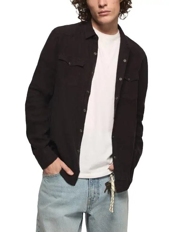 Lucky Brand Linen Snap-up Western Shirt - Phantom