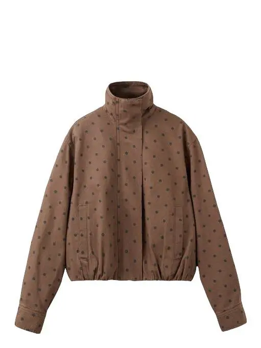Mango Printed Denim Bomber Jacket - Chocolate