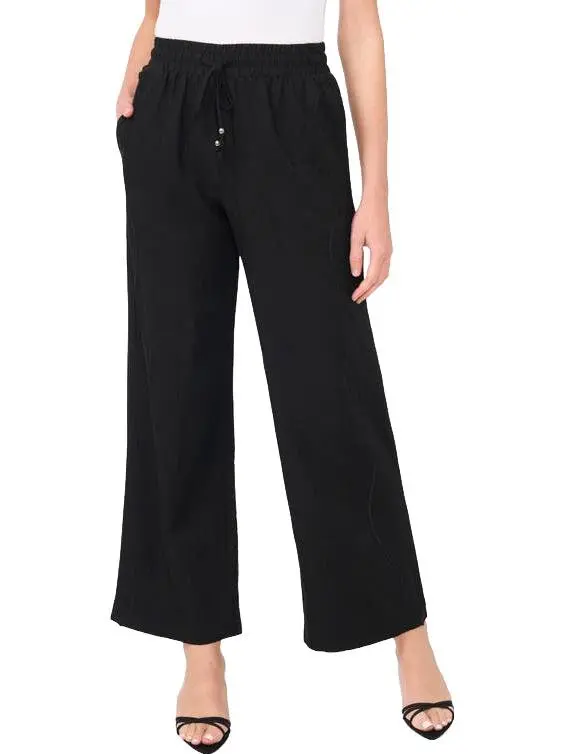 CECE DUPRAZ Drawstring Linen Blend Pants - Rich Black