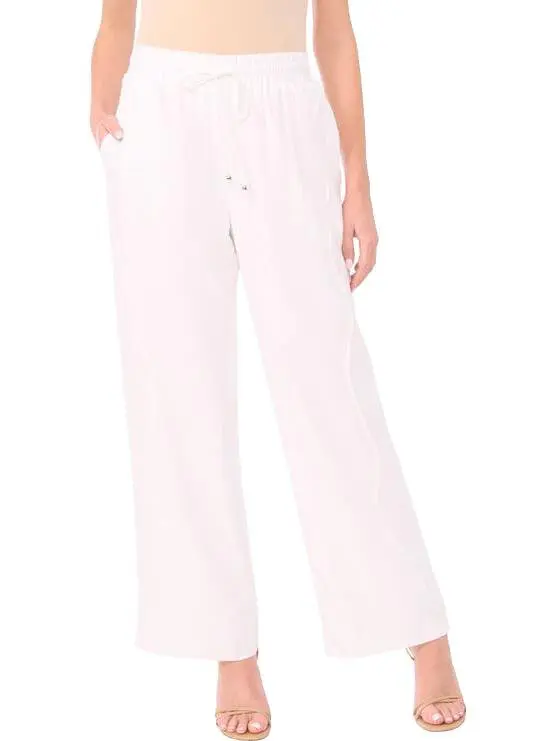 CECE DUPRAZ Drawstring Linen Blend Pants - Ultra White