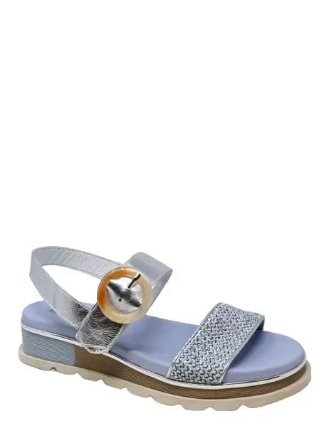 DJANGO AND JULIETTE Chaviva Backstrap Sandal - Denim-silver Syn Raffia
