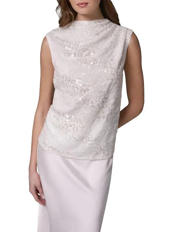 Donna Karan New York Sequin Sleeveless Top - Cream