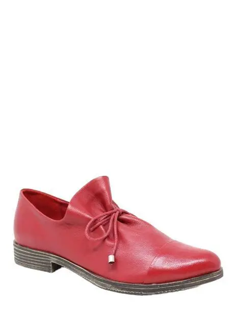 DJANGO AND JULIETTE Lace Up Leather Loafer - Dark Red Leather
