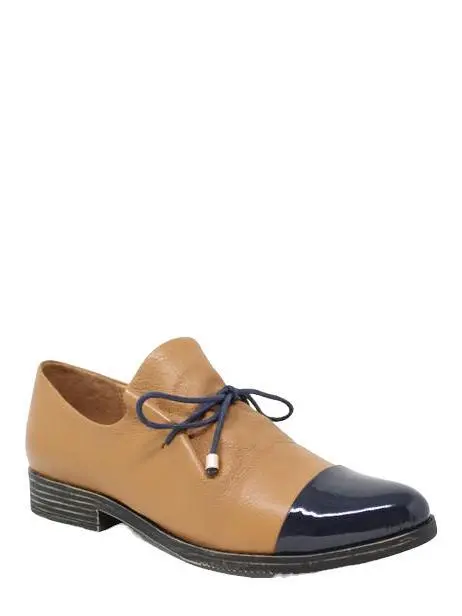 DJANGO AND JULIETTE Lace Up Leather Loafer - Navy Dark Tan/patent Leather