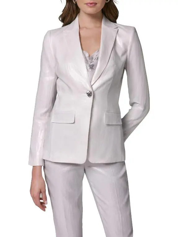 Donna Karan New York One-button Linen Blazer - Cream/silver