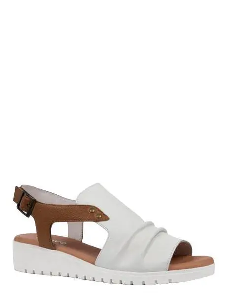 DJANGO AND JULIETTE Madis Low Wedge Sandal - White/dark Tan Leather