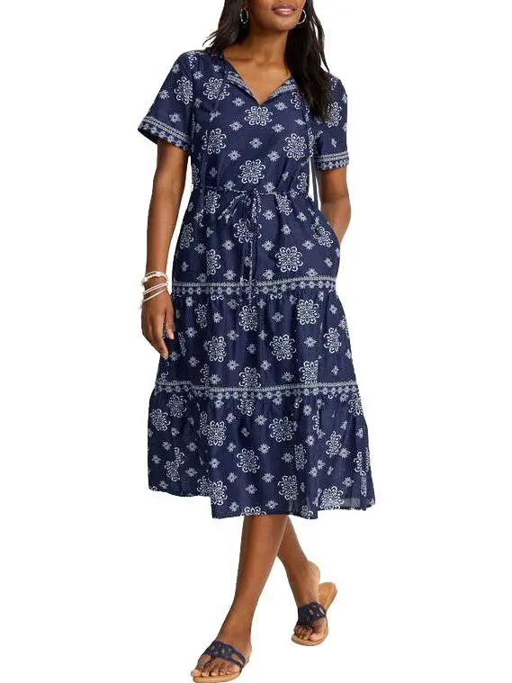 Tommy Bahama Coastal Tiles Print Tiered Dress - Coastline