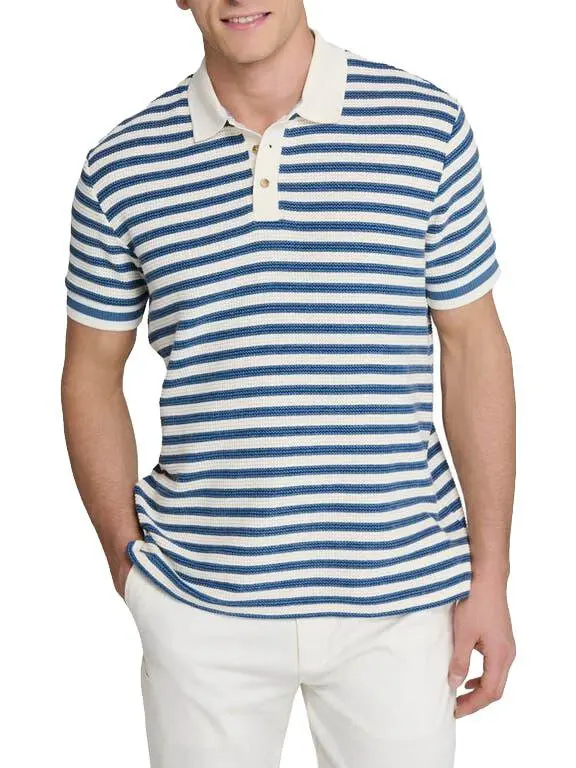 CON.STRUCT Slim Fit Short Sleeve Stripe Polo - Blue
