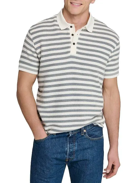 CON.STRUCT Slim Fit Short Sleeve Stripe Polo - Grey