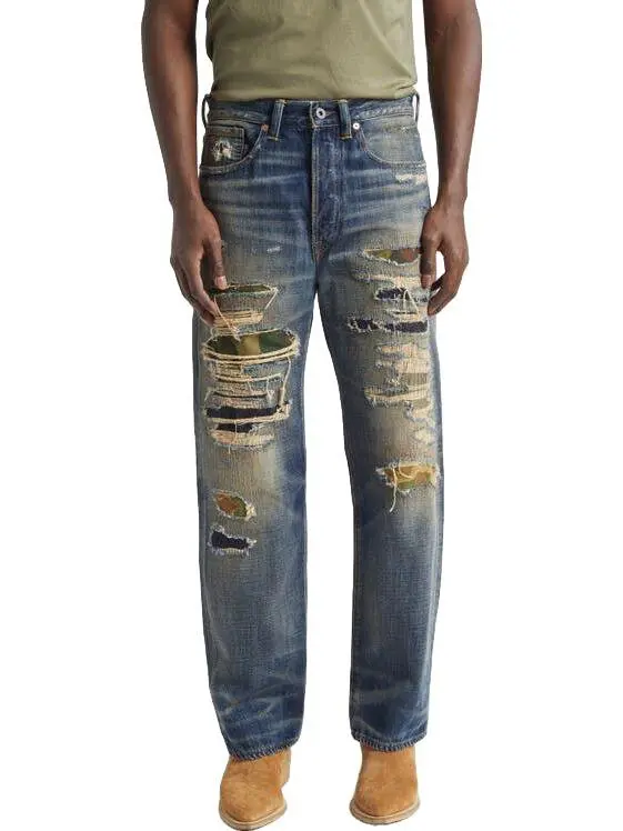 Double Rl Relaxed Fit Ripped & Repaired Straight Leg Jeans - Averie Wash
