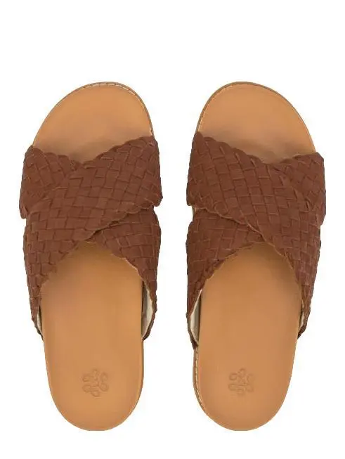 THE SAK Penelope Woven Leather Sandals - Cognac Woven