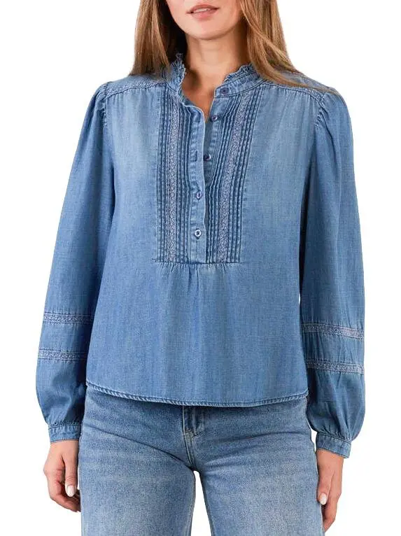 BILLY T Lulu Ruffle & Lace Shirt - Denim