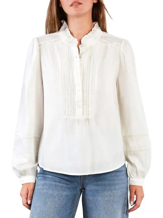 BILLY T Lulu Ruffle & Lace Shirt - True White