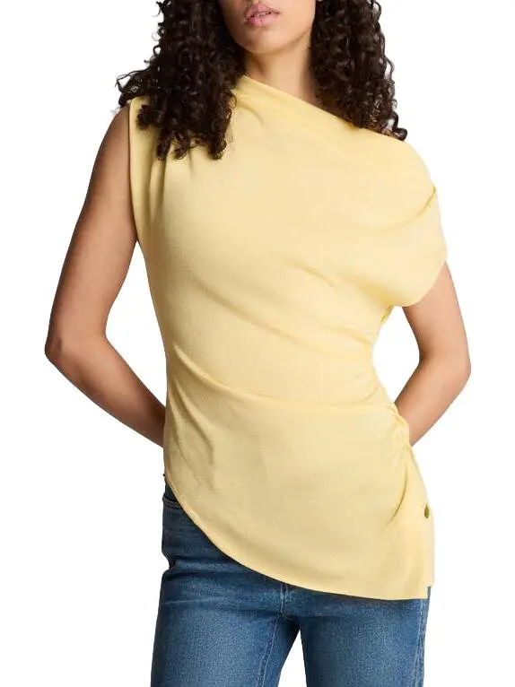 KENNETH COLE Asymmetric Hem One-shoulder Top - Pastel Yellow