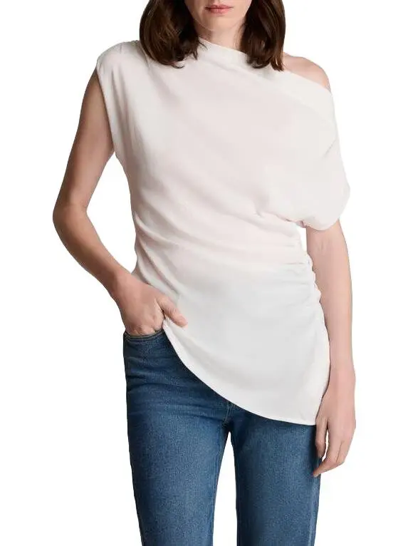 KENNETH COLE Asymmetric Hem One-shoulder Top - Pure White