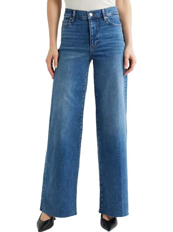 FRAME Le Slim High Waist Raw Hem Palazzo Jeans - Canals Raw After