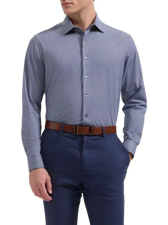 Bugatchi James Ooohcotton® Geo Print Button-up Shirt - Navy