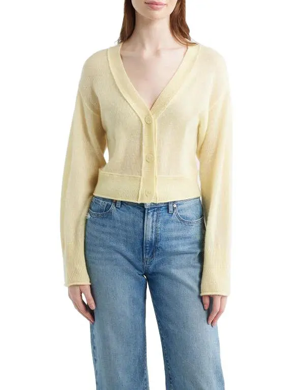 LoveShackFancy Lawrence Crop Cashmere Cardigan - Light Lemon