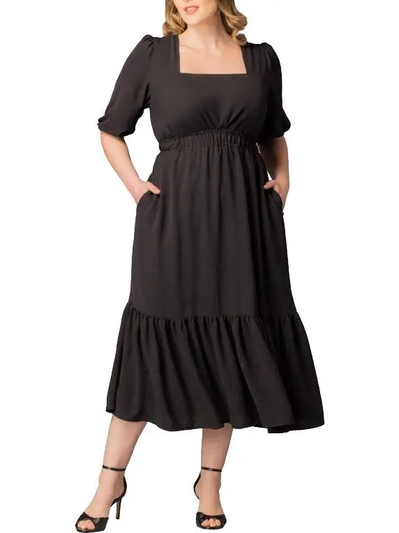 KIYONNA Bailey Square Neck Maxi Dress - Black Noir