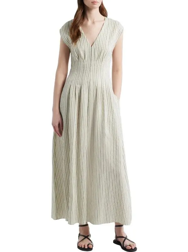 Rag & Bone Ines Variegated Stripe Maxi Dress - Cream Stripe