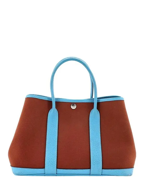 Hermès 30 Garden Party Tote Toile And Leather - Blue/ Blue/ Brown