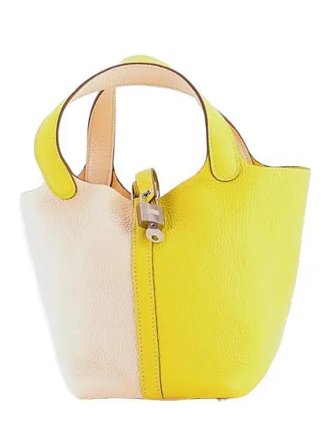 HERMES Pm Picotin Lock Bicolor Clemence Bag - Yellow/ Natural/ Yellow