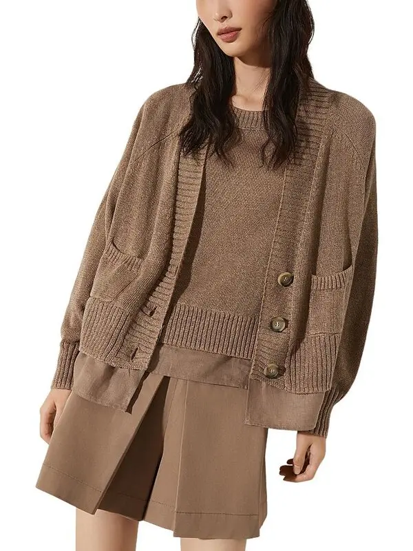 Max & Co. Mcodetto Linen Blend Jacket - Hazelnut Brown