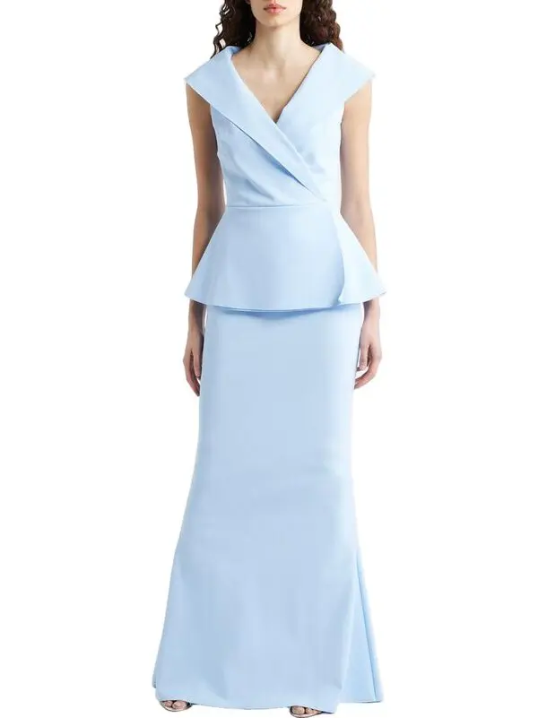 Chiara Boni La Petite Robe Moxelle Portrait Collar Gown - Blue Aura