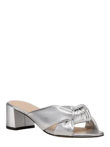 STUART WEITZMAN Soplaya Block Heel Slides - Silver