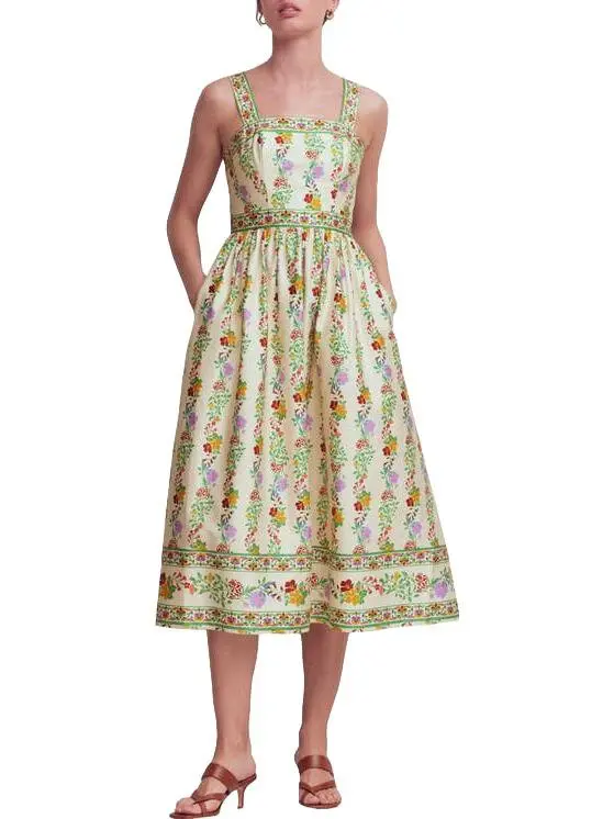 Boden Christina Sleeveless Cotton Midi Dress - Ivory Blossom Trail