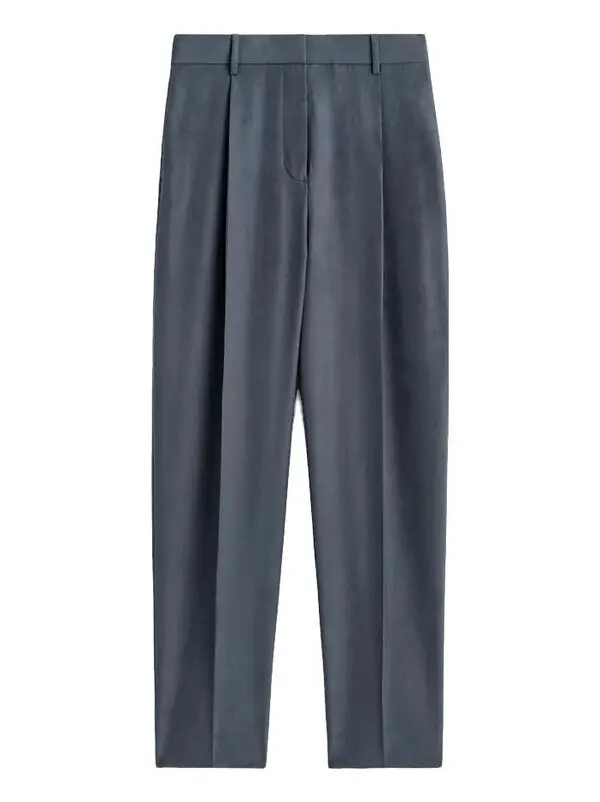 Cos Crinkled-silk Straight-leg Pants - Blue
