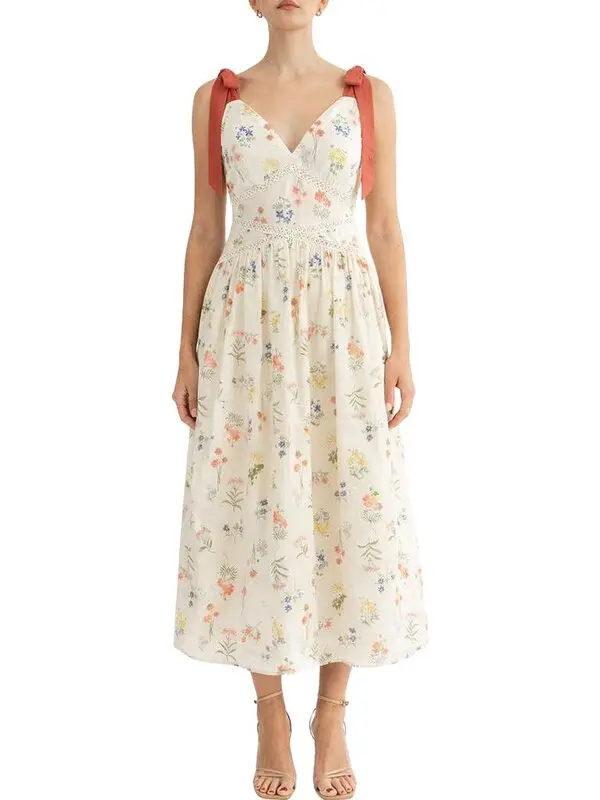 AROSE STUDIO Selah Tie-strap Midi Dress - Multi Floral