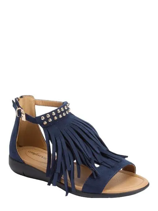 COMFORTVIEW Carmella Gladiator Sandal With Fringe Detailing - Navy