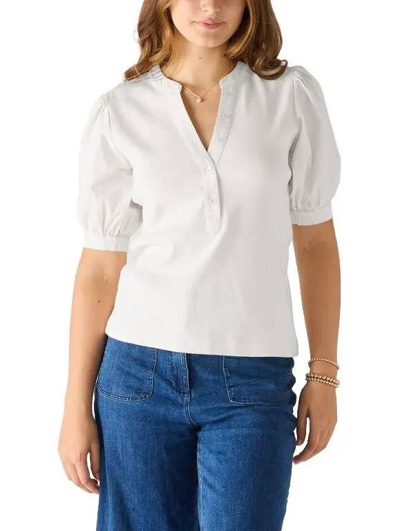 VOYAGEUR BY MERSEA Earhart Ribbed Henley Top - White