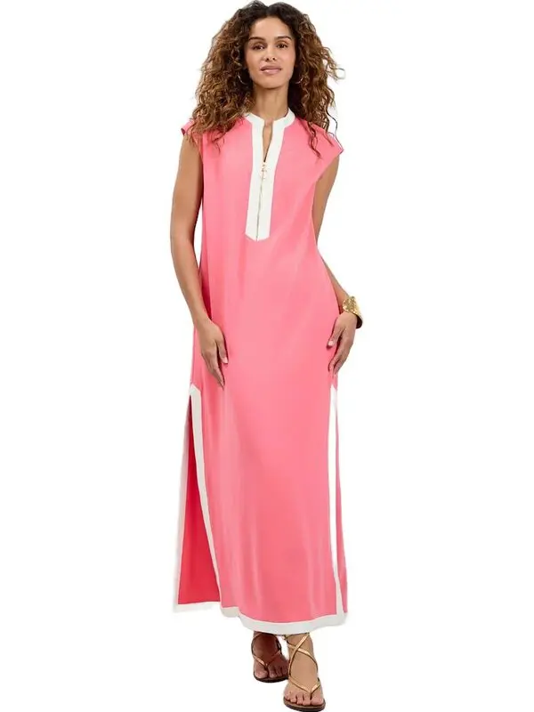 Trina Turk Nuvola Zip-front Midi Dress - Corso Coral