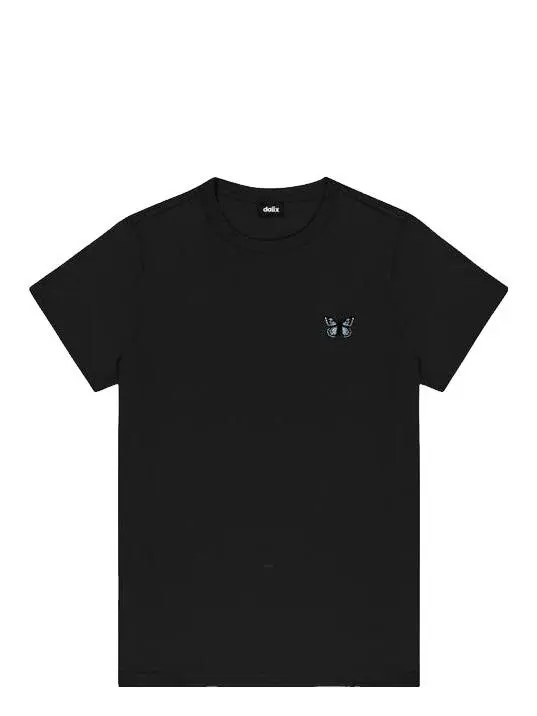 DALIX Classic Cotton Tee With Butterfly Design - Black