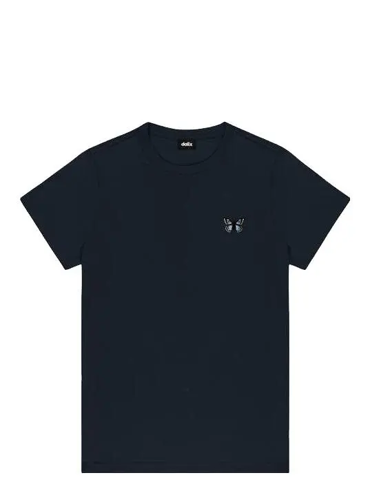 DALIX Classic Cotton Tee With Butterfly Design - Navy