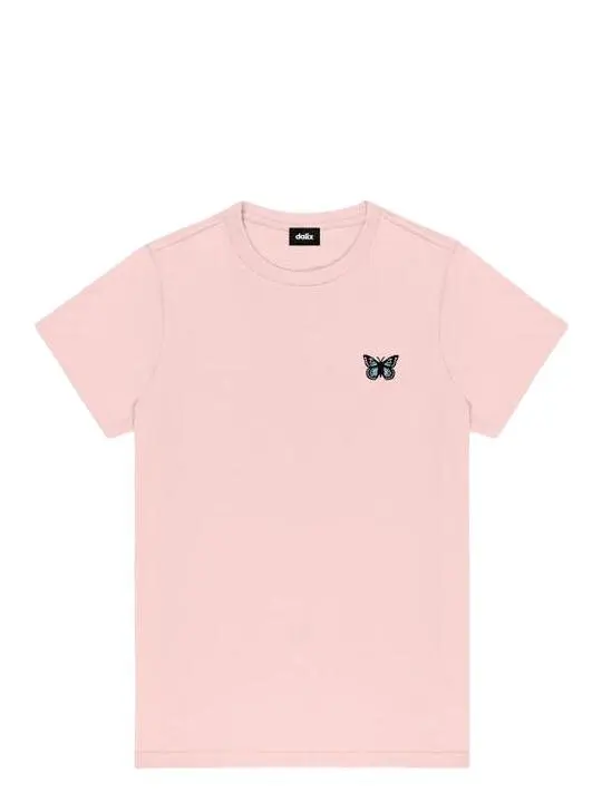 DALIX Classic Cotton Tee With Butterfly Design - Pink