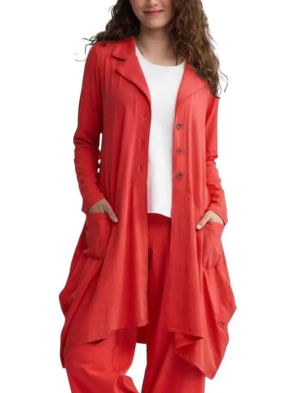 LUUKAA Liora Voluminous Jersey Jacket - Vermillion