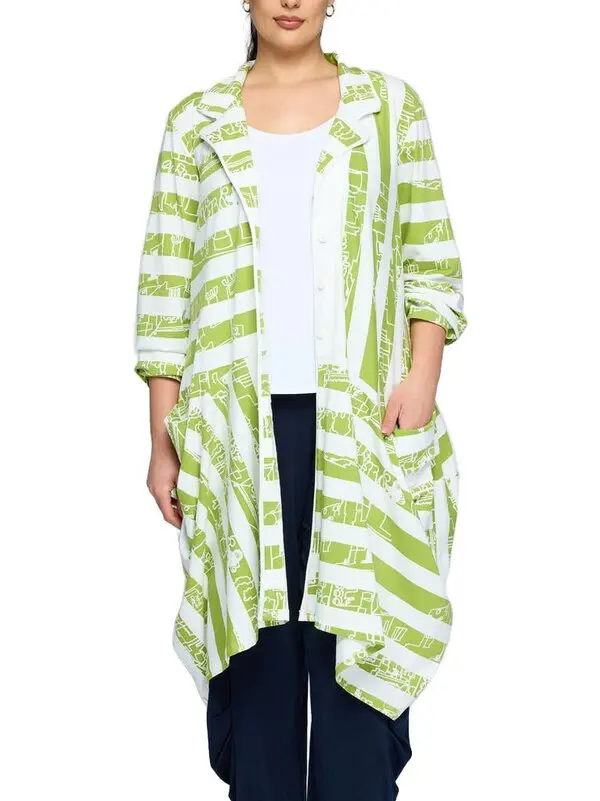 LUUKAA Vespera Striped Voluminous Jacket - Lime